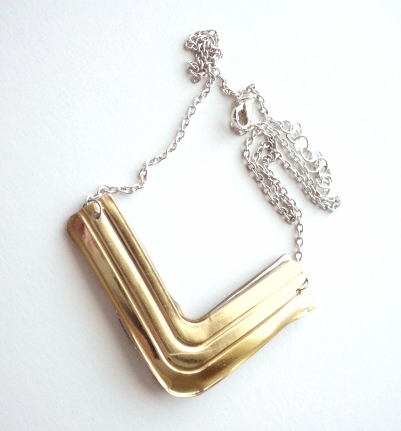 Golden Triangle Necklace Handmade Of Recycled Plastic Minimalist ...