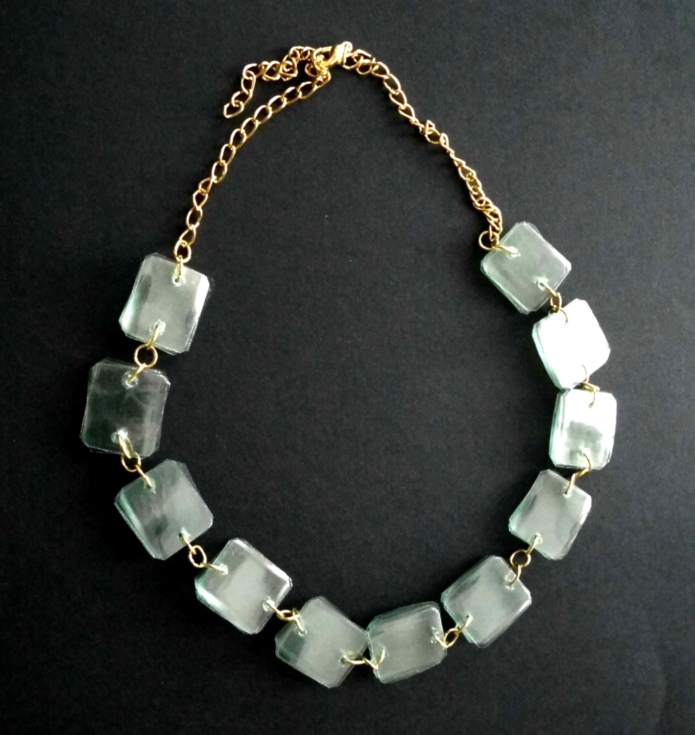Green & Golden Modern Statement Necklace Handmade Of Recycled Plastic ...