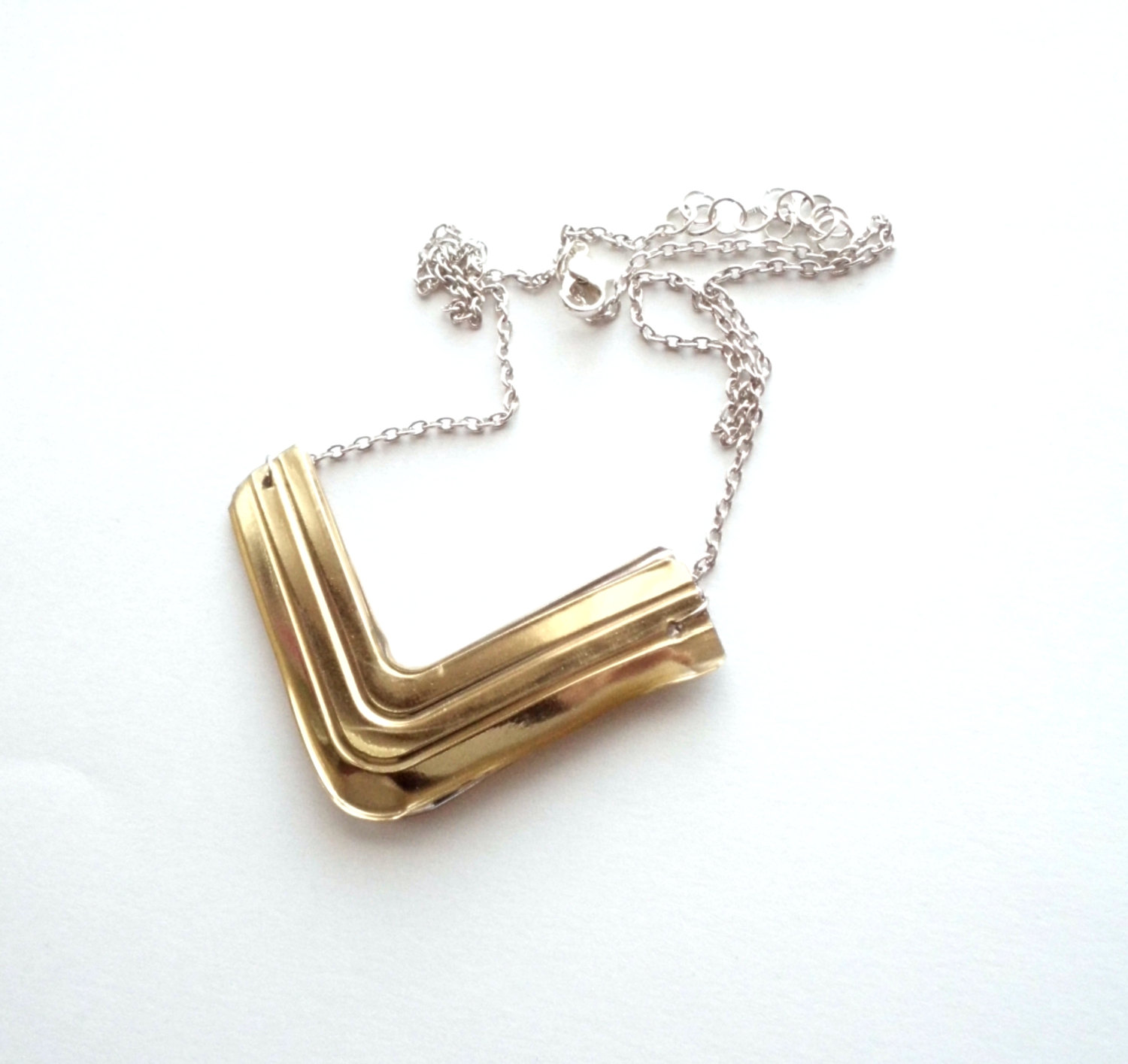 Golden Triangle Necklace Handmade Of Recycled Plastic Minimalist ...